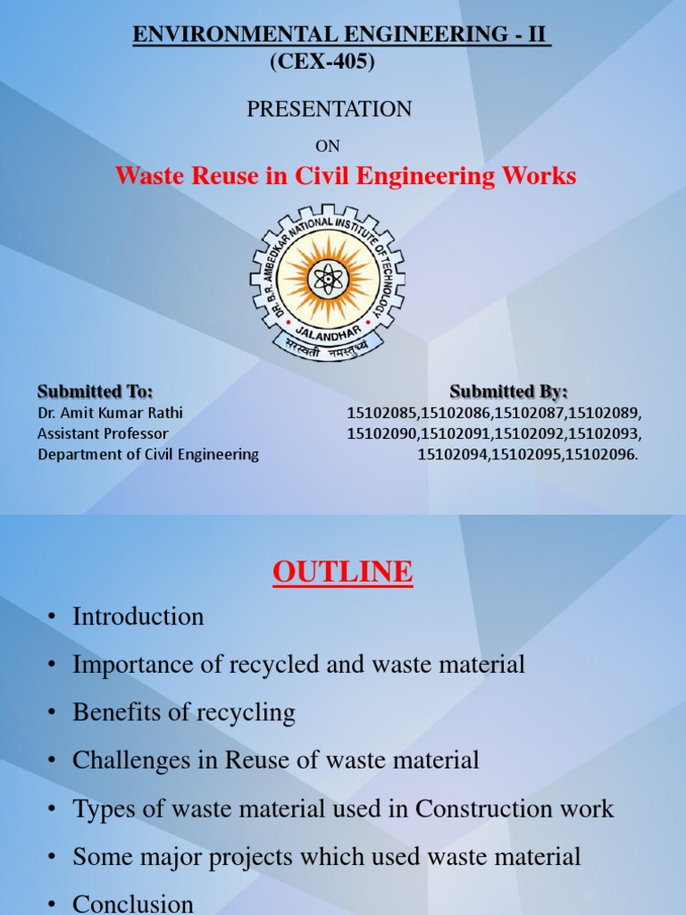 G7 - Waste Reuse in Civil Engineering Works. | PDF | Reuse | Recycling