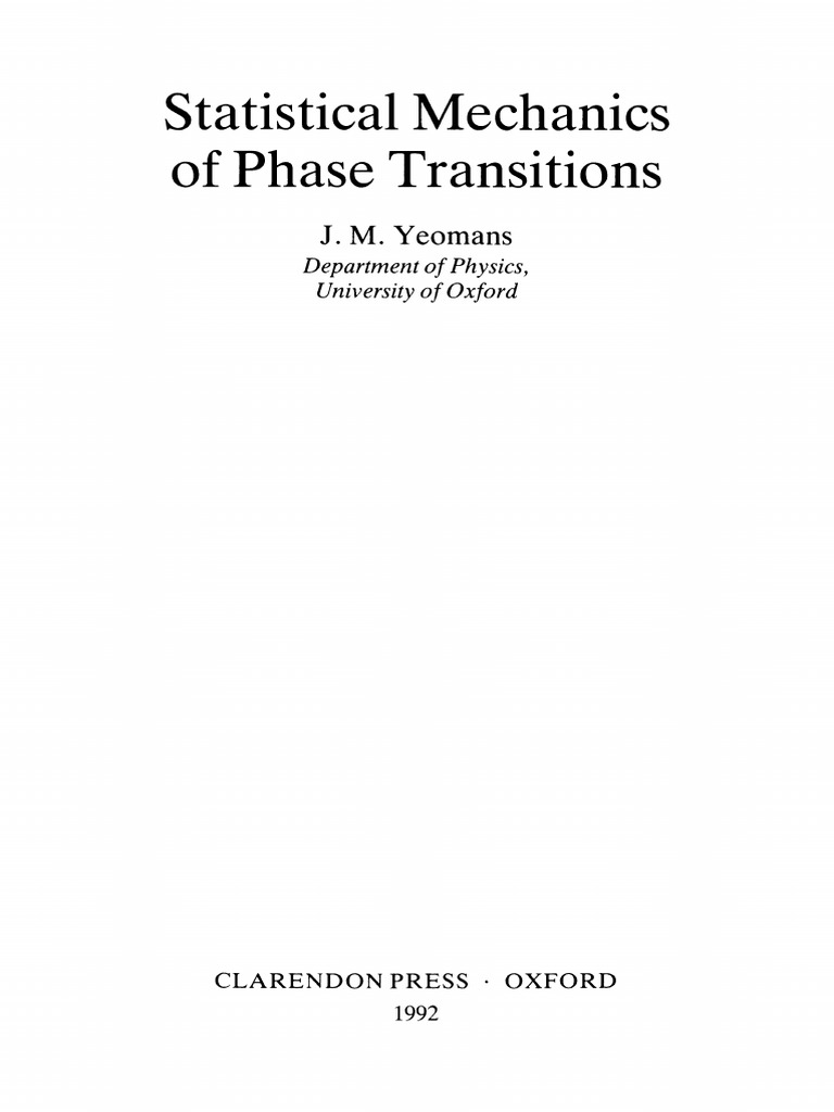 Statistica Mechanics of Phase Transitions | PDF