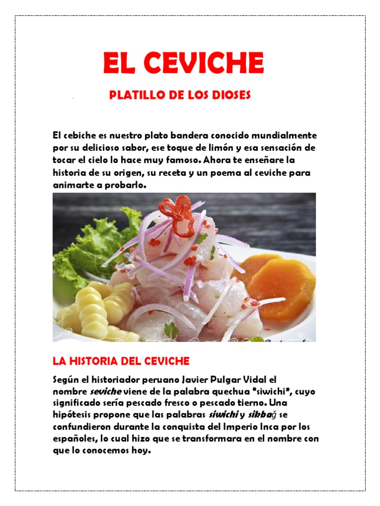 Historia y receta del ceviche peruano | PDF | Cocina latinoamericana ...