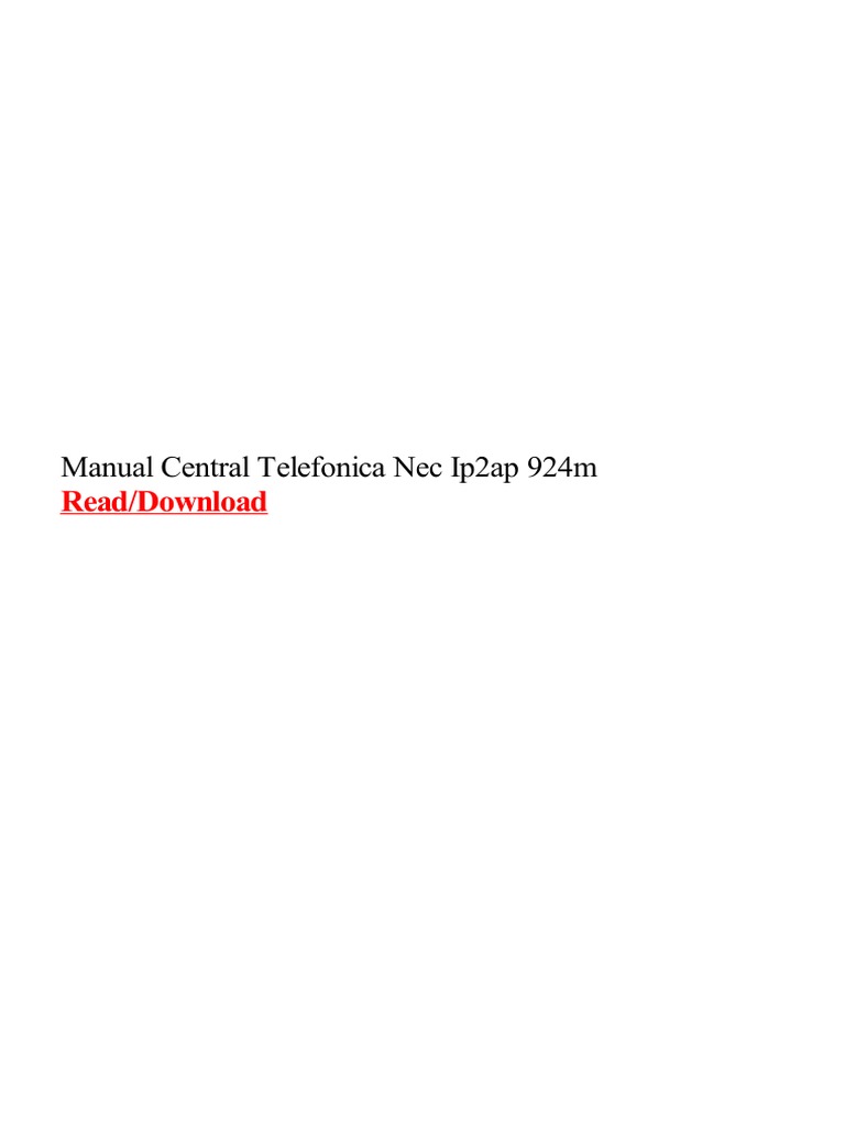 Manual Central Telefonica Nec Ip2ap 924m Olstakfibque | PDF