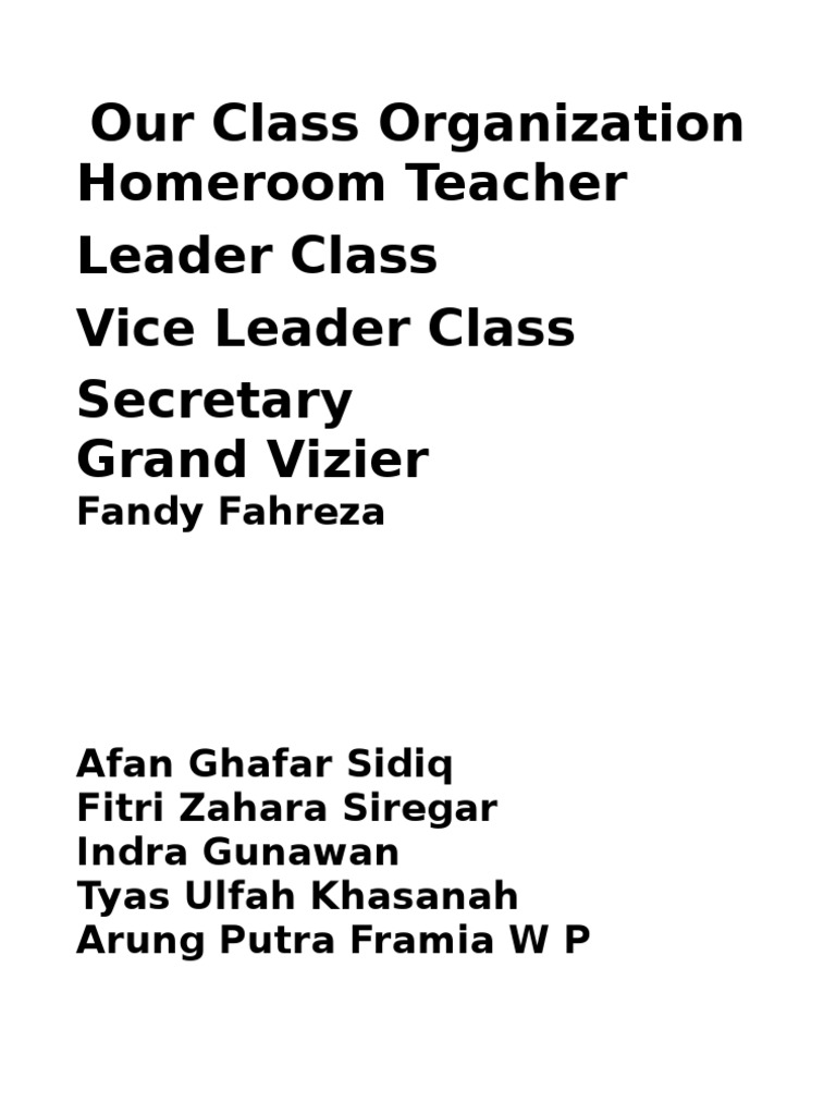 Our Class Organization | PDF