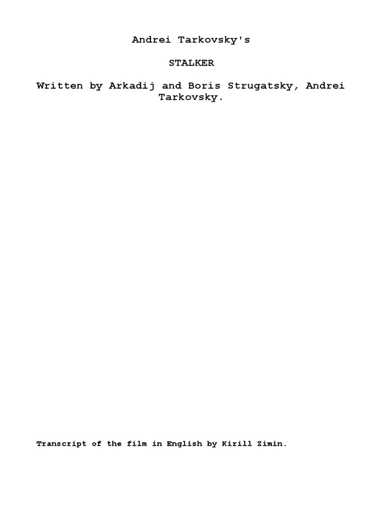 Andrei Tarkovsky's STALKER | PDF | Nature