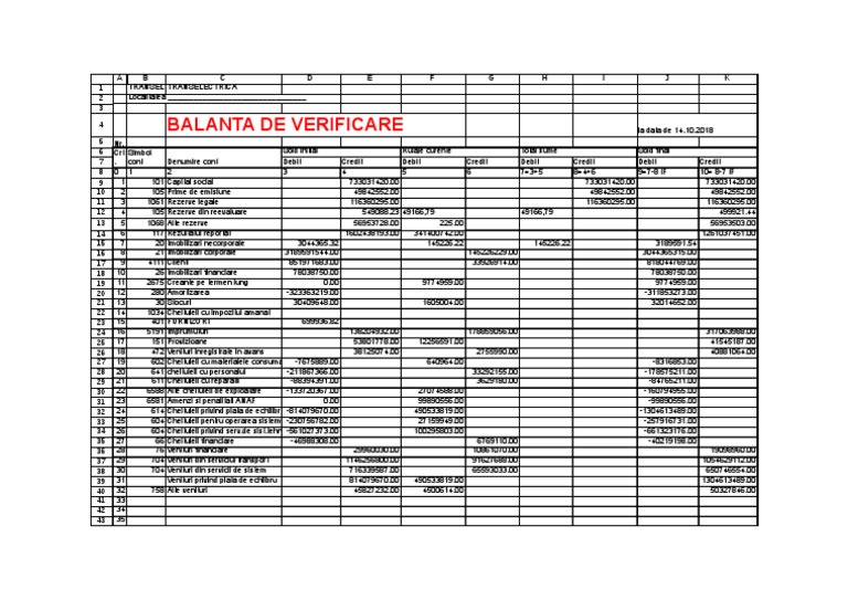 Balanta de Verificare | PDF