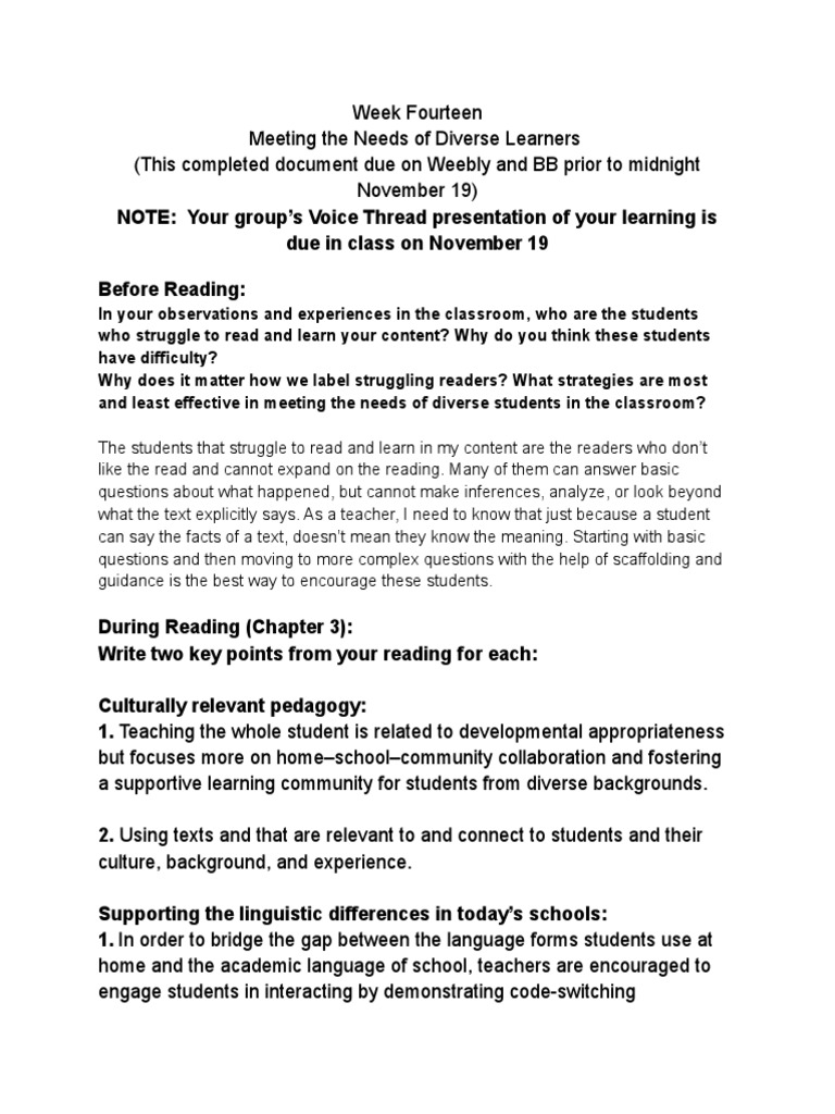 Week 14 Guided Reading Prompt 1 1 | PDF | Reading (Process) | Behaviorism