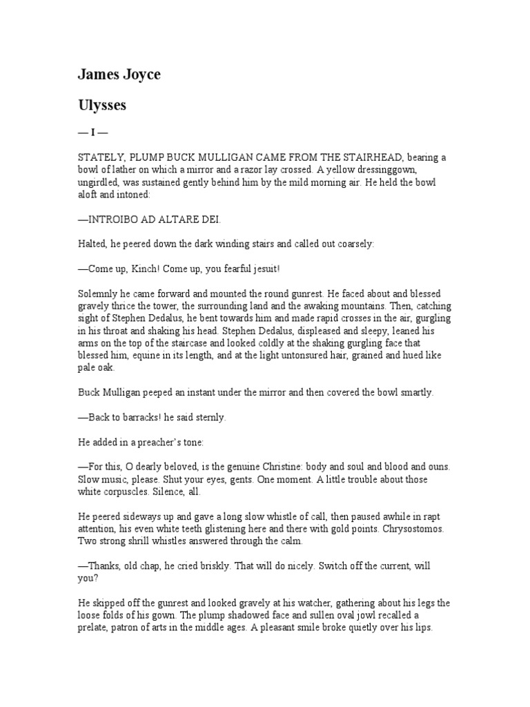 James Joyce's Ulysses - Stately, Plump Buck Mulligan | PDF