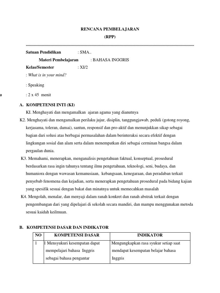 Contoh RPP Microteaching | PDF
