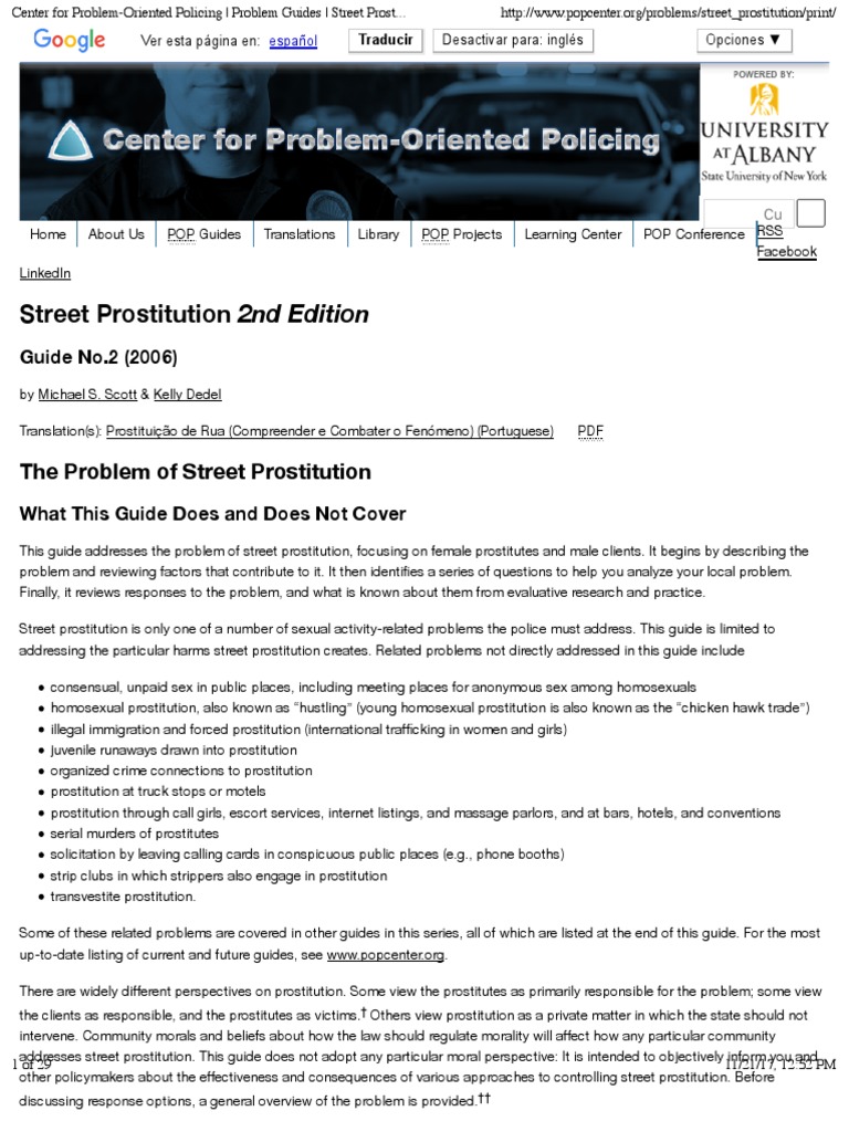 Center For Problem Oriented Policing Problem Guides Street Prostitution 2nd Ed Pdf