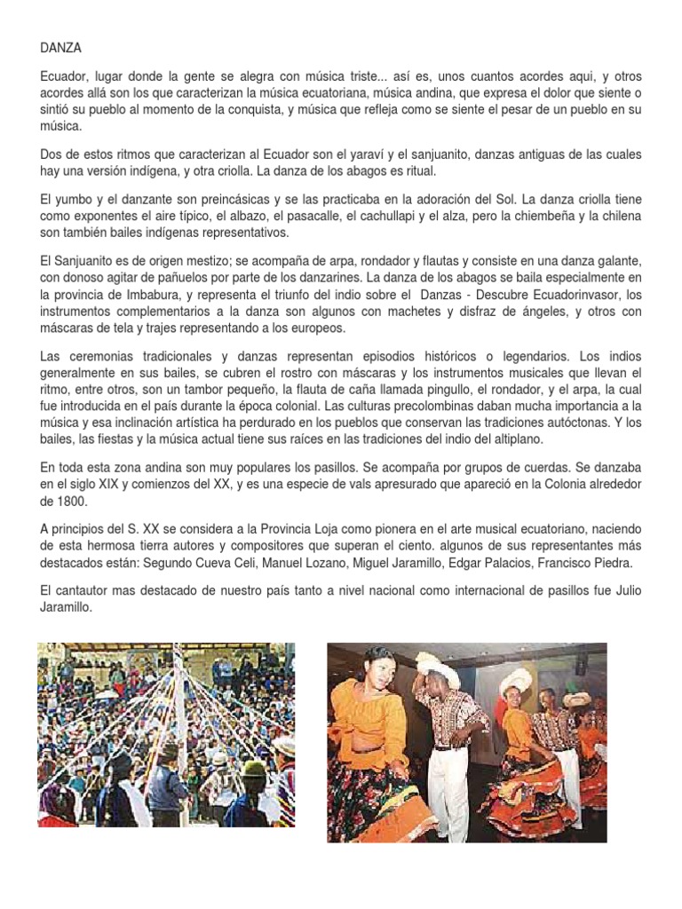 Danza | PDF | Ecuador | Bailes