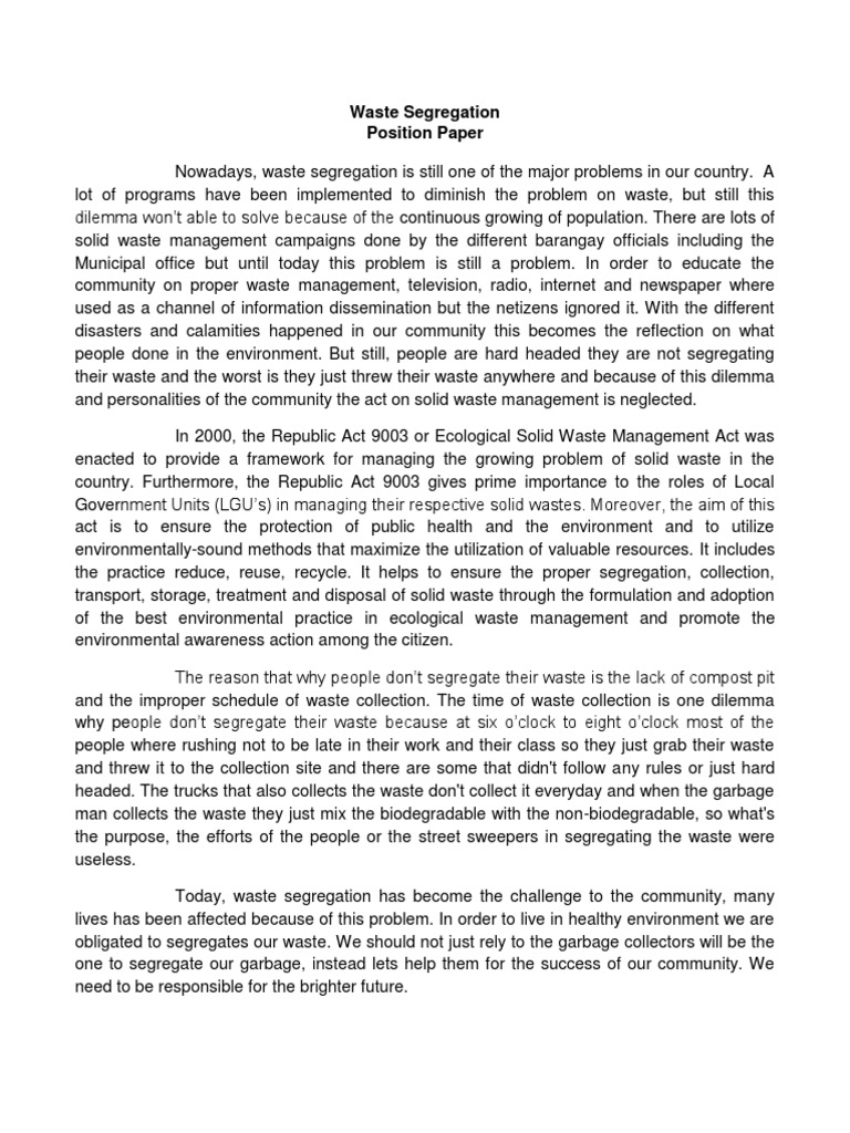 Waste Segregation | PDF | Waste Management | Municipal Solid Waste
