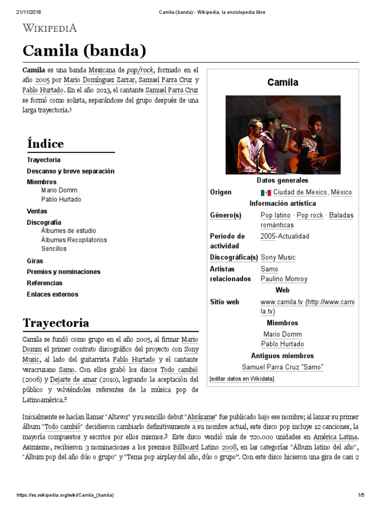 Camila (Banda) | PDF | Industria de la música | Musica en español