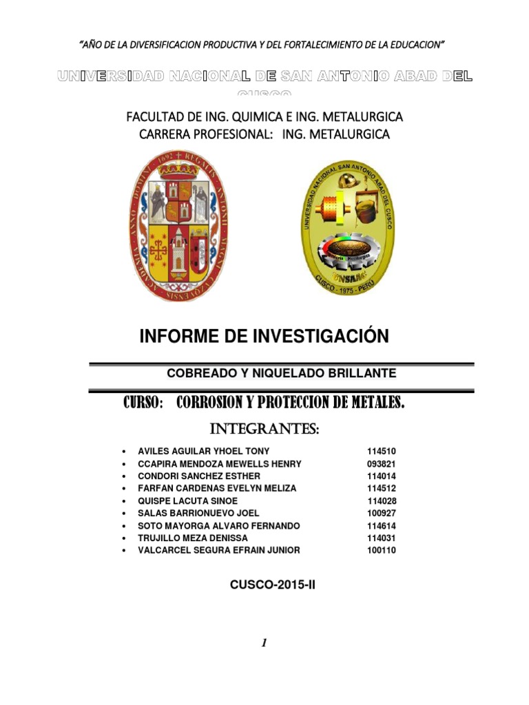 Cobreado Y Niquelado Brillante Pdf Aluminio Cobre