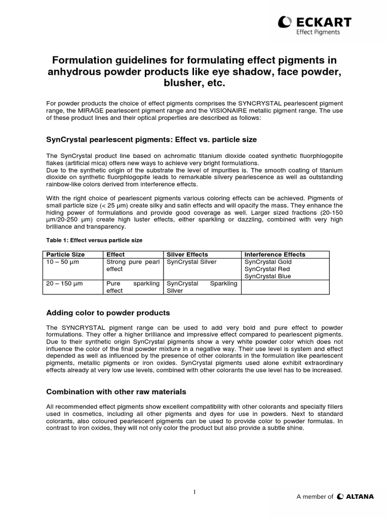 Formulation Guidelines For Formulating Effect Pigments in Anhydrous ...
