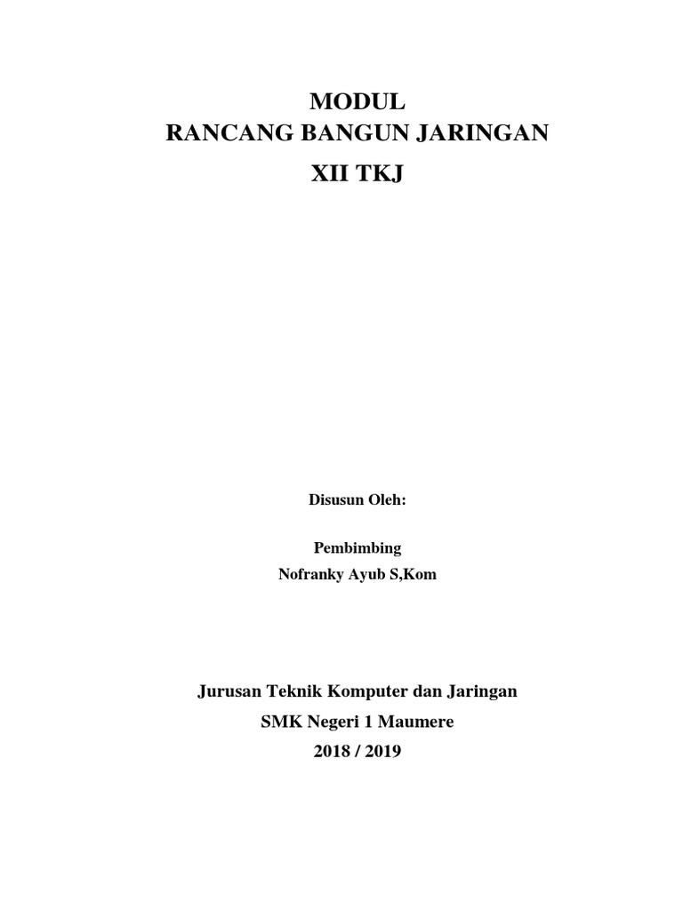 Modul Rancang Bangun Jaringan XII TKJ Semester 1 | PDF