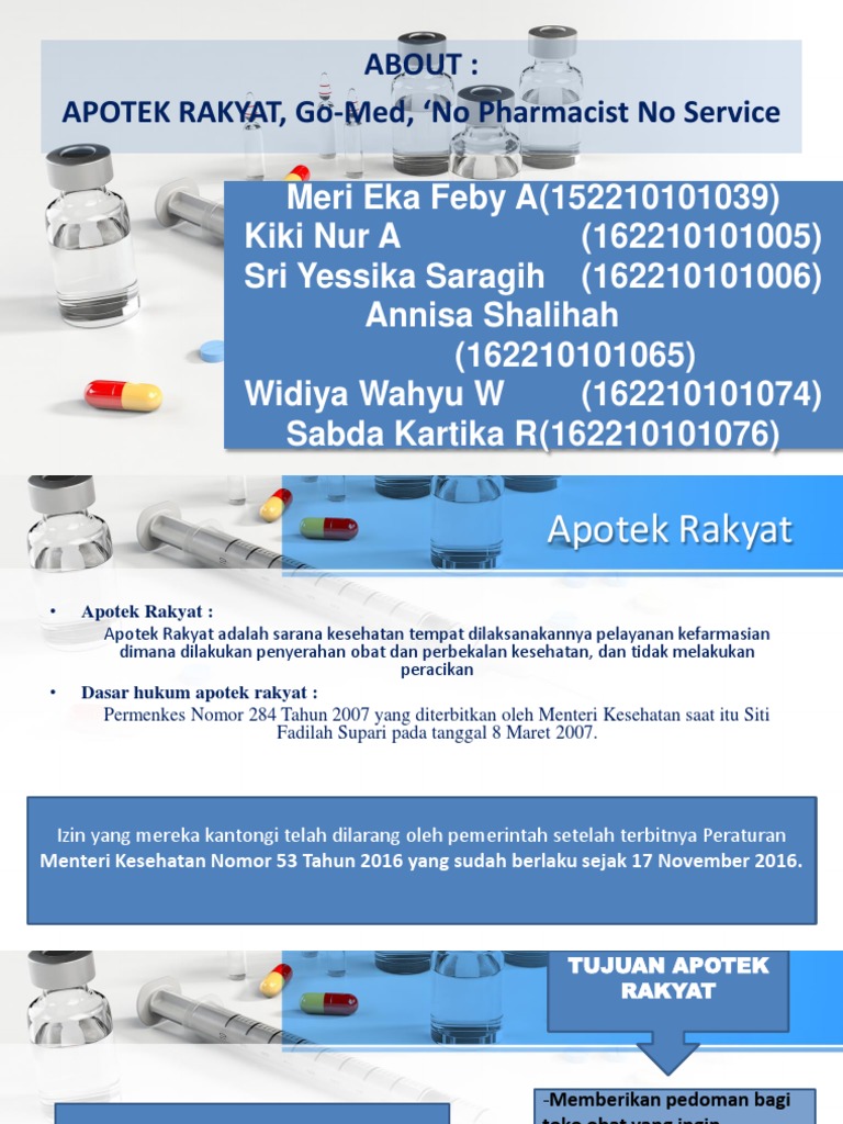 Uu Tugas Apotek Rakyat, Go Med, Slogan | PDF