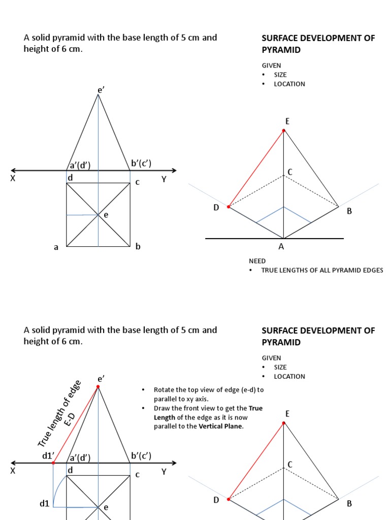 Surface Development of a Square Pyramid | PDF | Geometry | Space