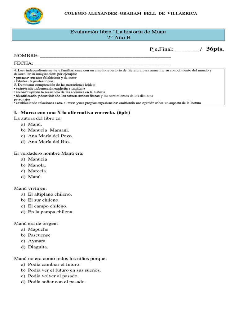 Colegio Alexander Graham Bell de Villarrica Manu | PDF