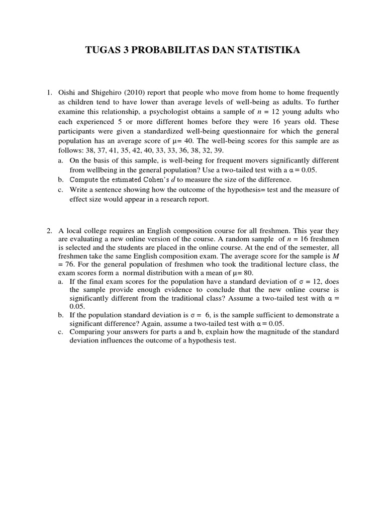 Tugas 3 Probabilitas Dan Statistika | PDF | Science & Mathematics Tugas 3 Probabilitas Dan Statistika | PDF | Science & Mathematics