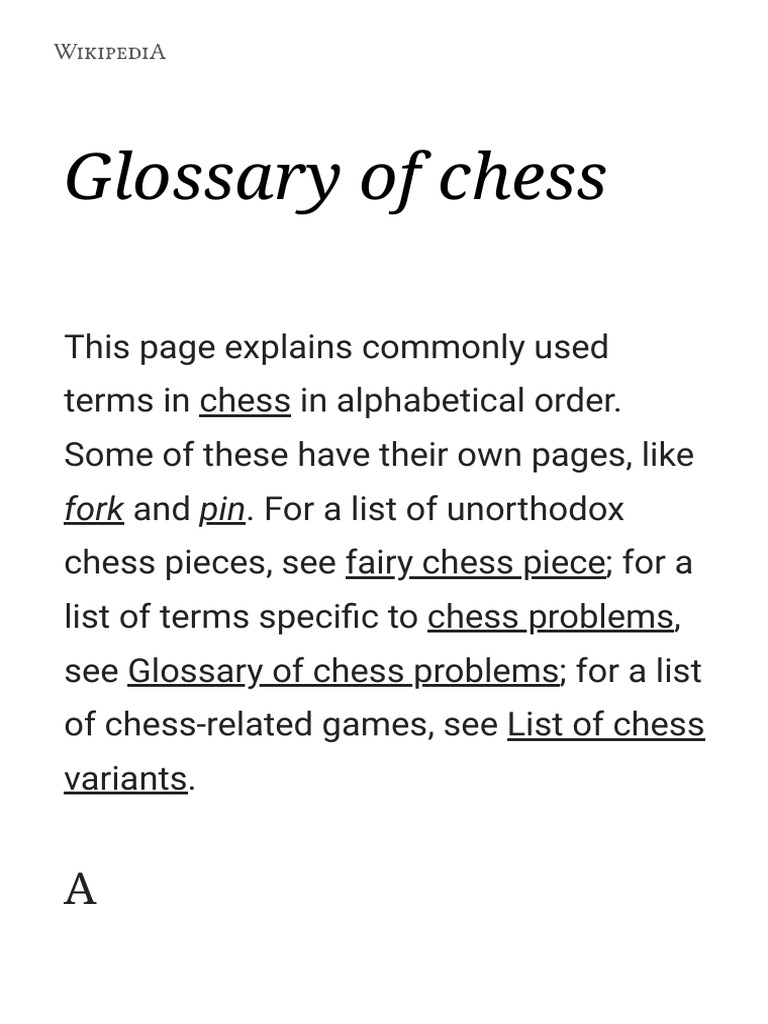Glossary of Chess | PDF | Chess | Chess Openings