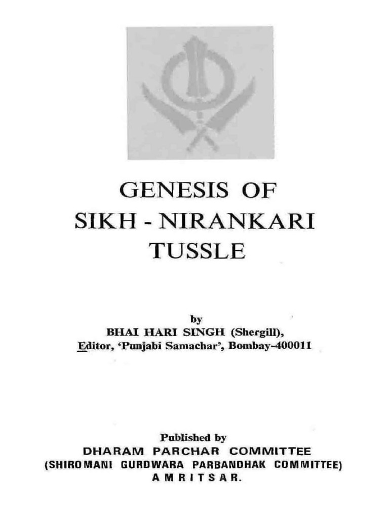 Genesis of Sikh-Nirankari Tussle - Bhai Hari Singh Shergill | PDF ...
