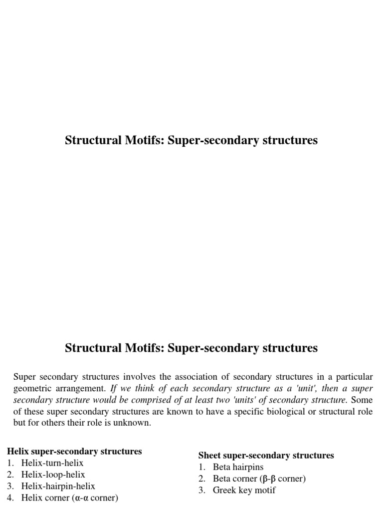Structural Motifs: Super-Secondary Structures | Download Free PDF ...