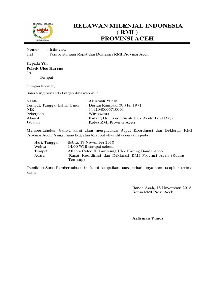 Contoh Surat Izin | PDF