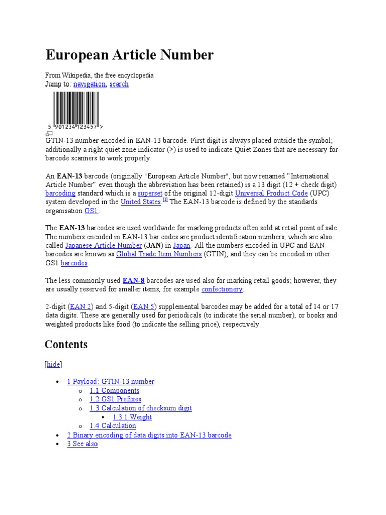 European Article Number | PDF | Universal Product Code | Written ...