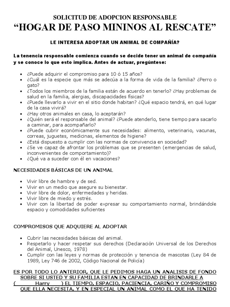 Solicitud de Adopcion Vicky | PDF | Gatos | Adopción