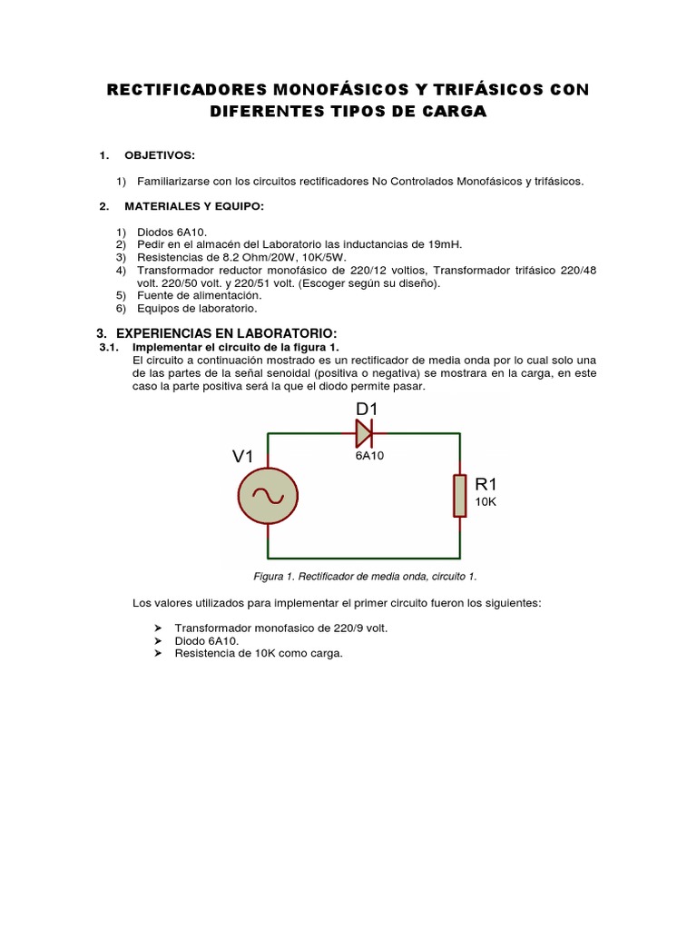 Rectificadores Monofásicos y Trifásicos Con Diferentes Tipos de Carga ...
