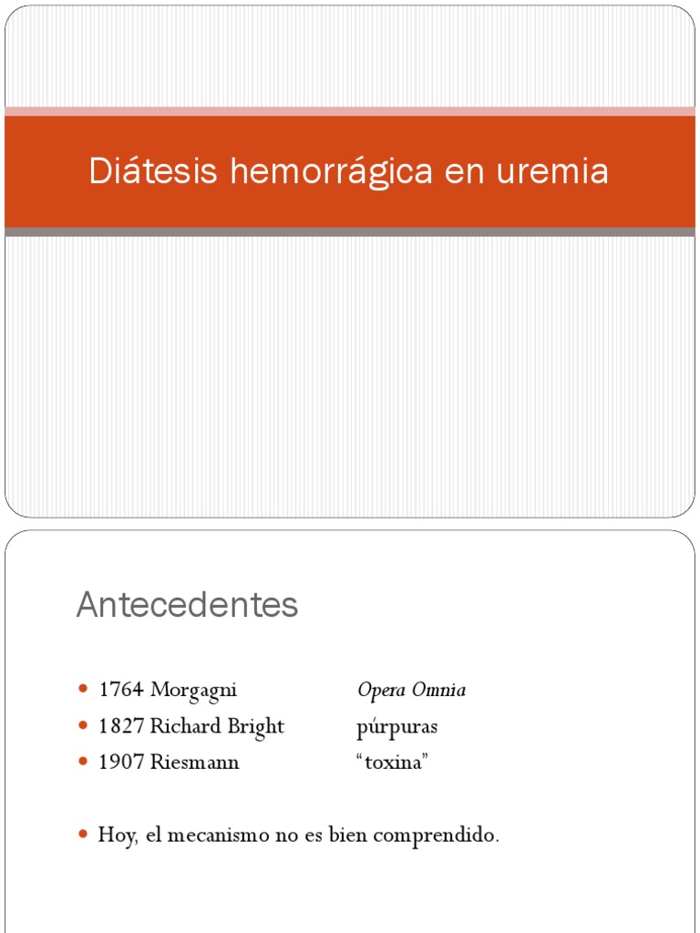 Diátesis Hemorrágica en Uremia | PDF | Coagulación | Sangre