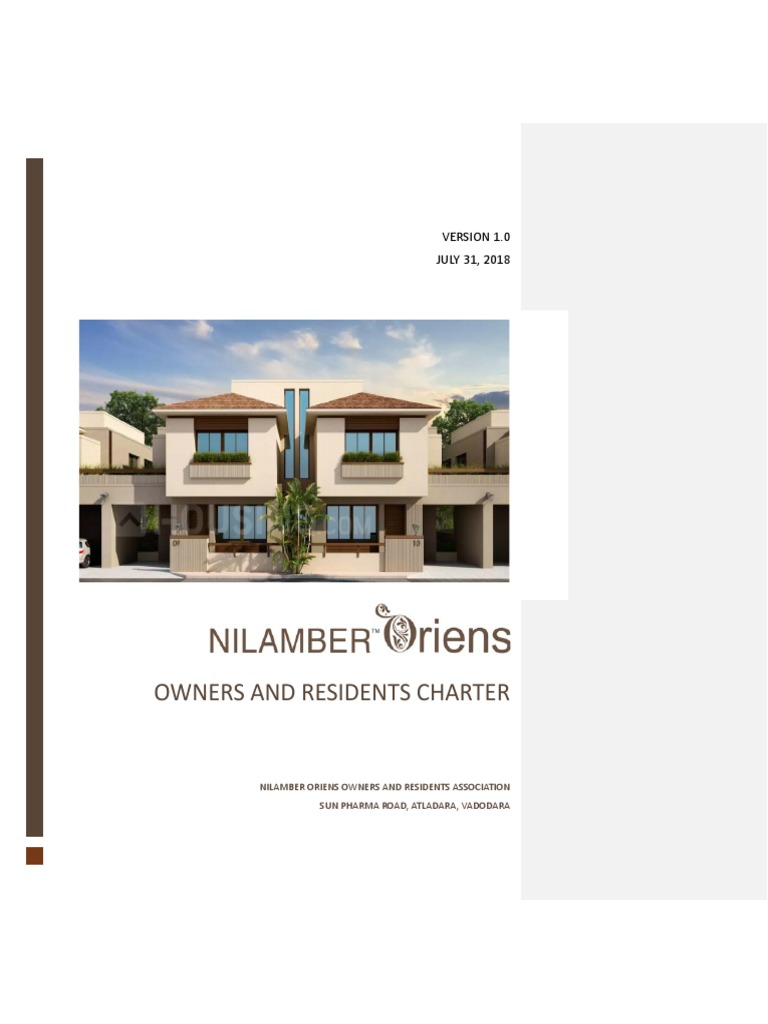 Sample Housing Society Owners and Residents Charter | PDF | Pet | Cheque