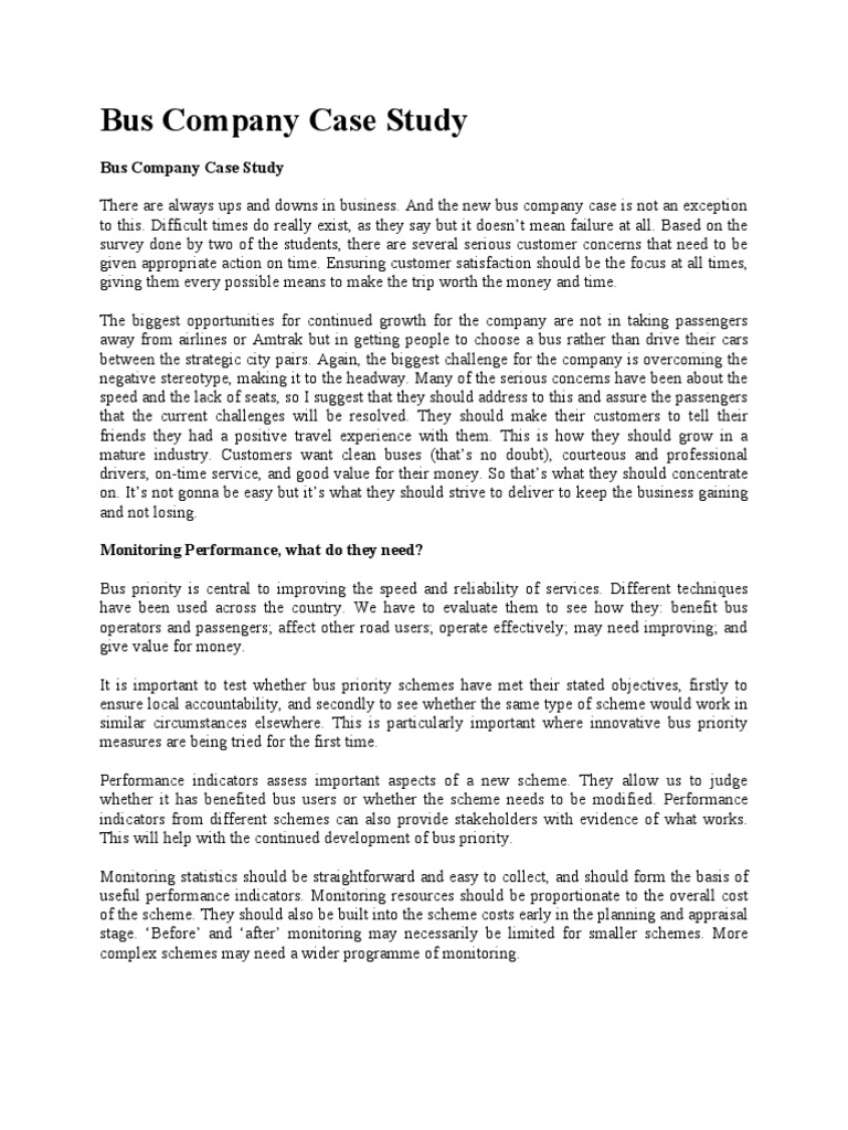 Bus Company Case Study | Bus | Opinion Poll