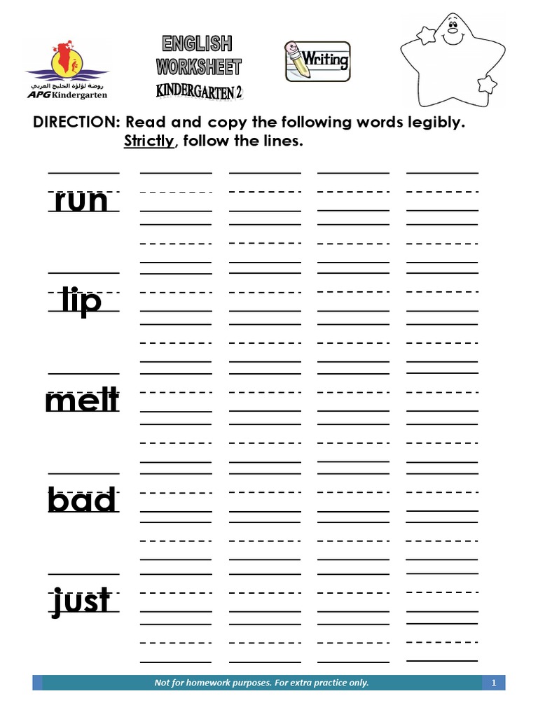 KG2 Practice Writing