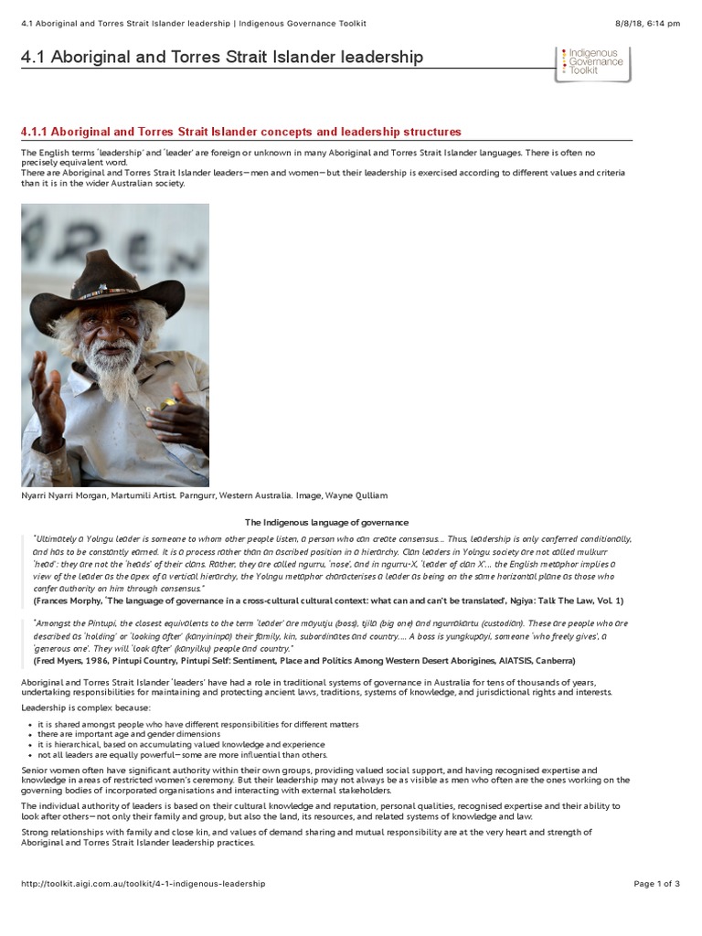 4.1 Aboriginal and Torres Strait Islander Leadership - Indigenous ...