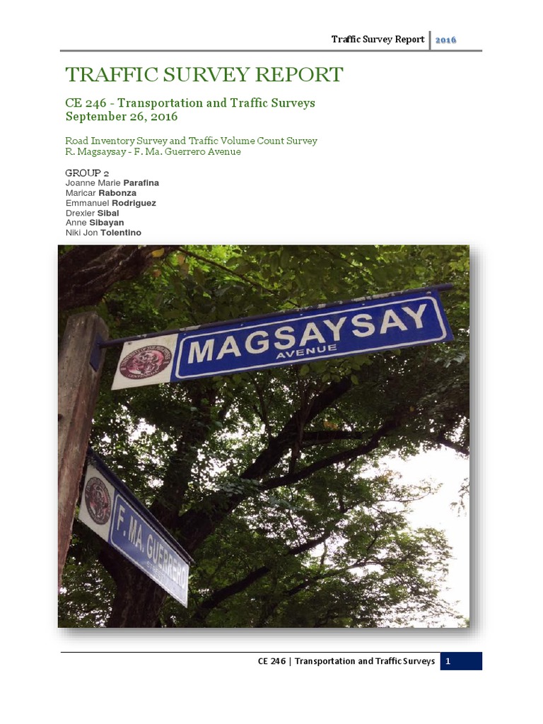 Traffic Survey Reportver2 | PDF | Sidewalk | Traffic