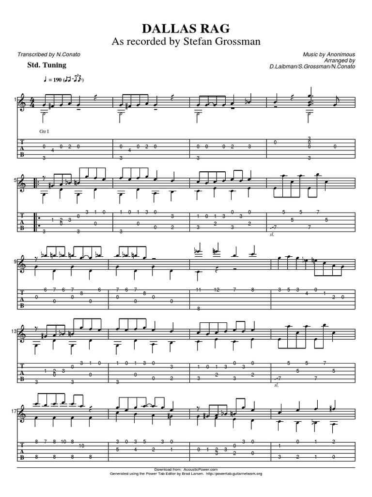 (Guitar Tab) Stefan Grossman - Dallas Rag.pdf | Leisure