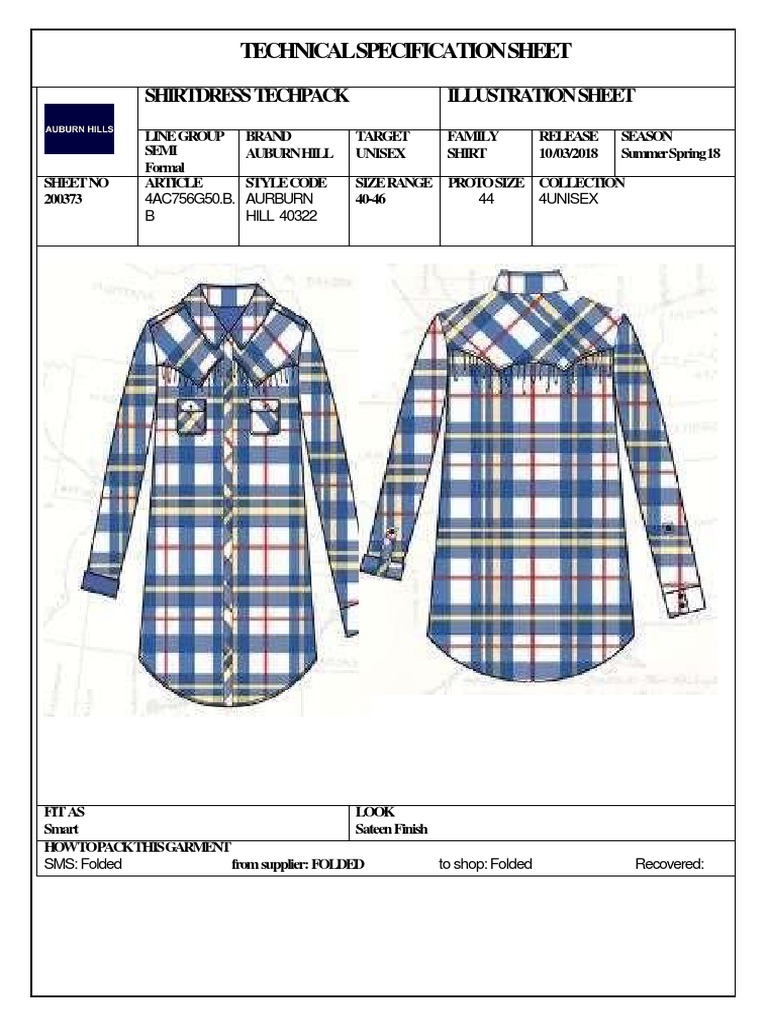 Deep An Spec Sheet | PDF | Shirt | Seam (Sewing)