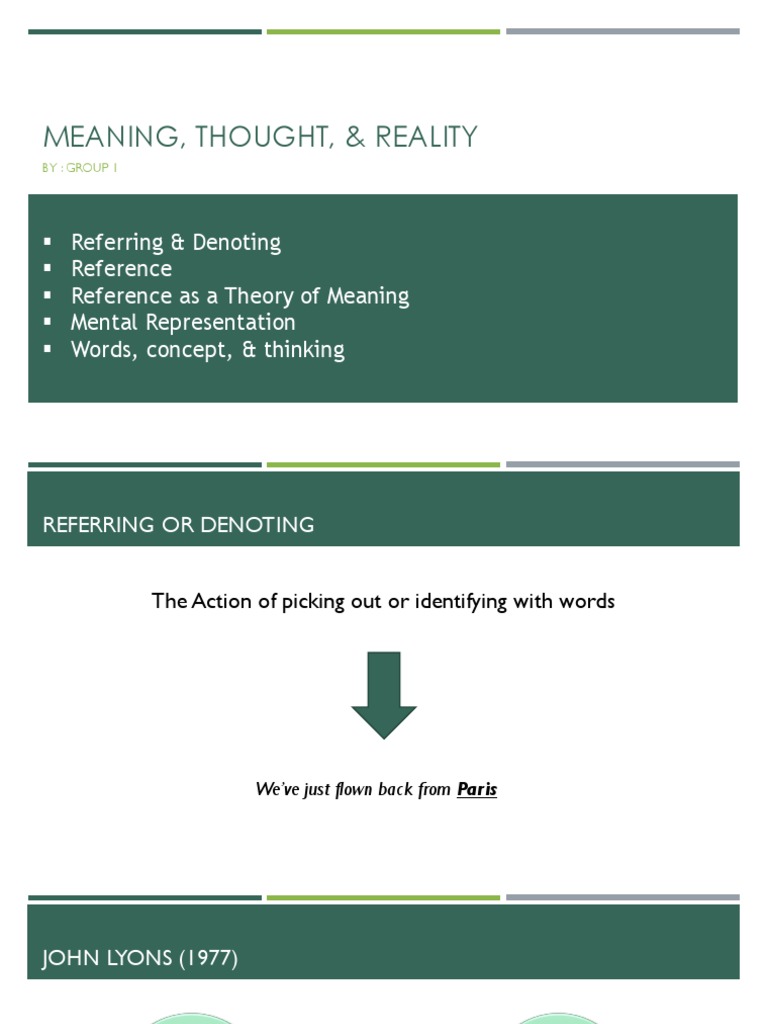 Meaning, Thought, & Reality | PDF | Concept | Reality