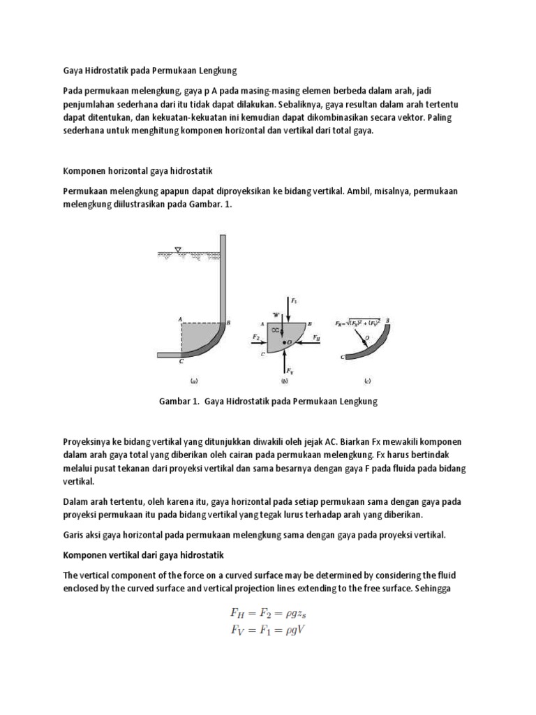 Gaya Hidrostatik Pada Permukaan Lengkung | PDF