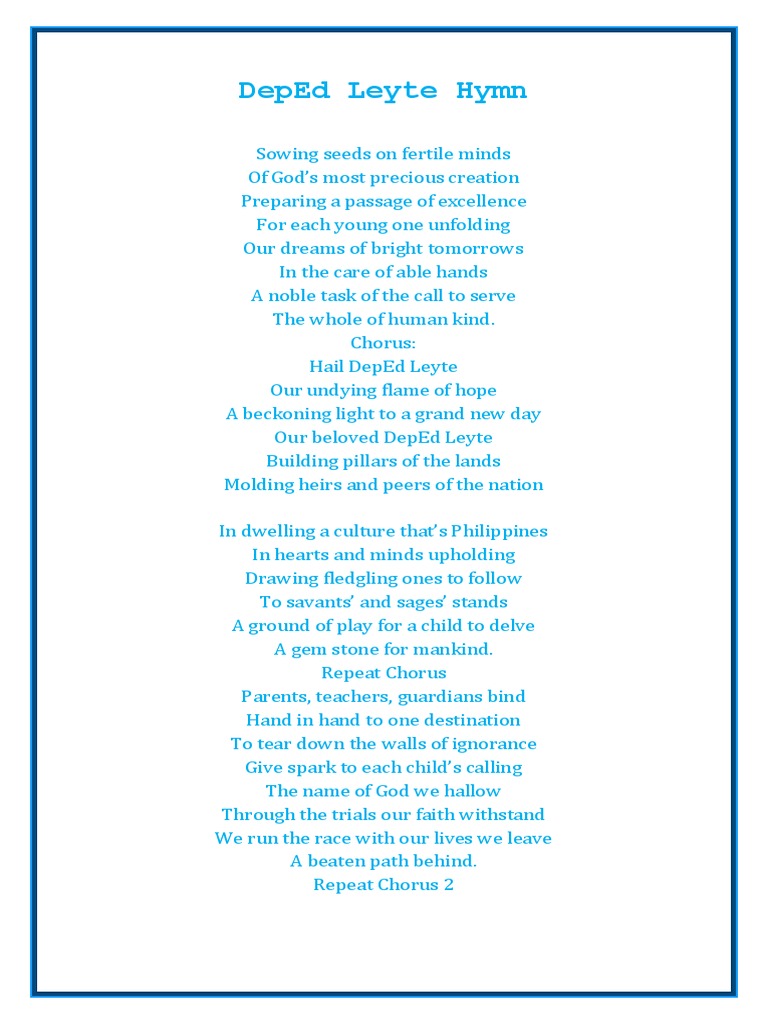 DepEd Leyte Hymn | PDF
