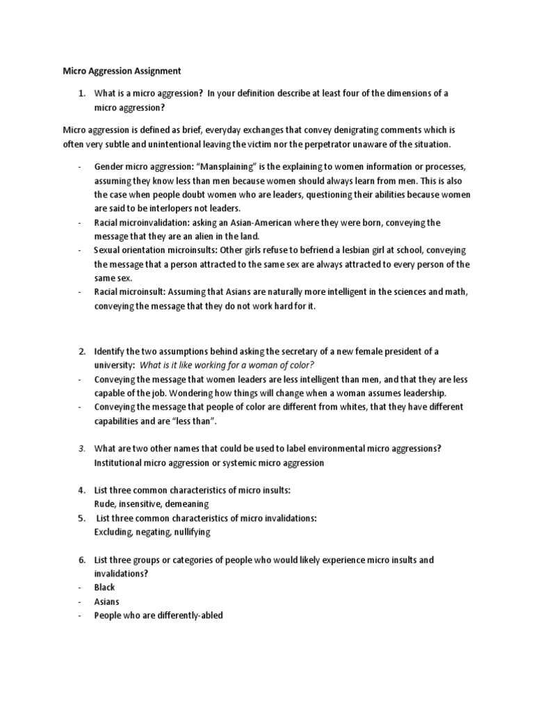 MCS Micro Aggression Assignment FINAL | PDF | Intellectual Disability ...