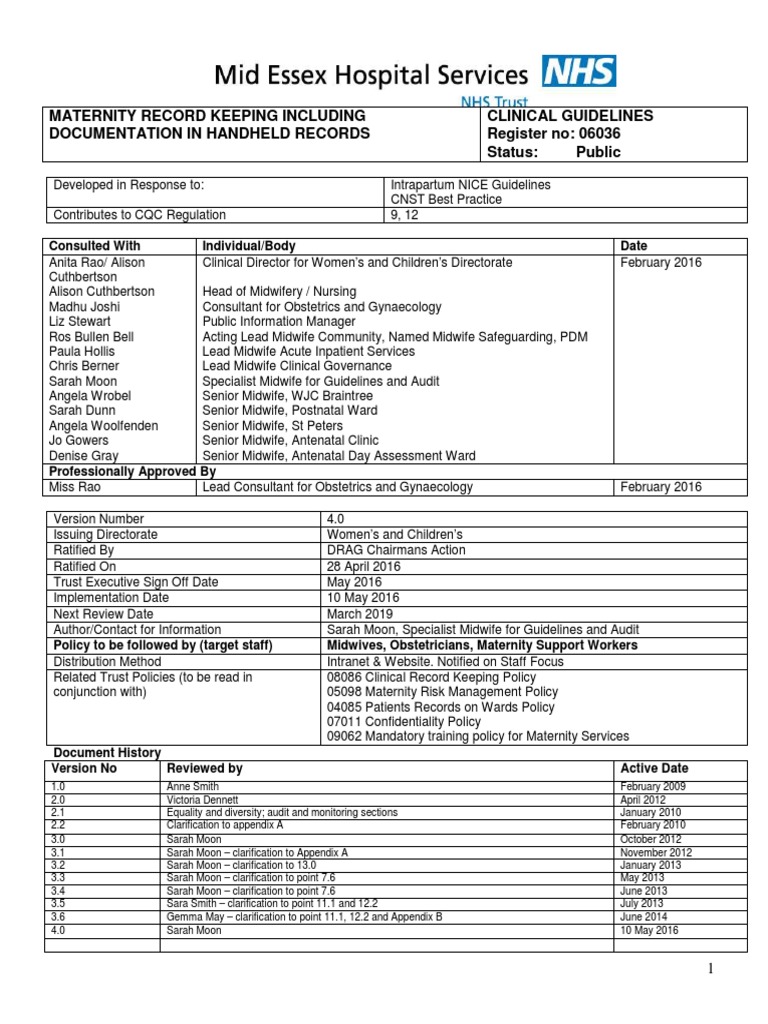 Maternity Record Keeping Guidelines | PDF | Midwife | Midwifery
