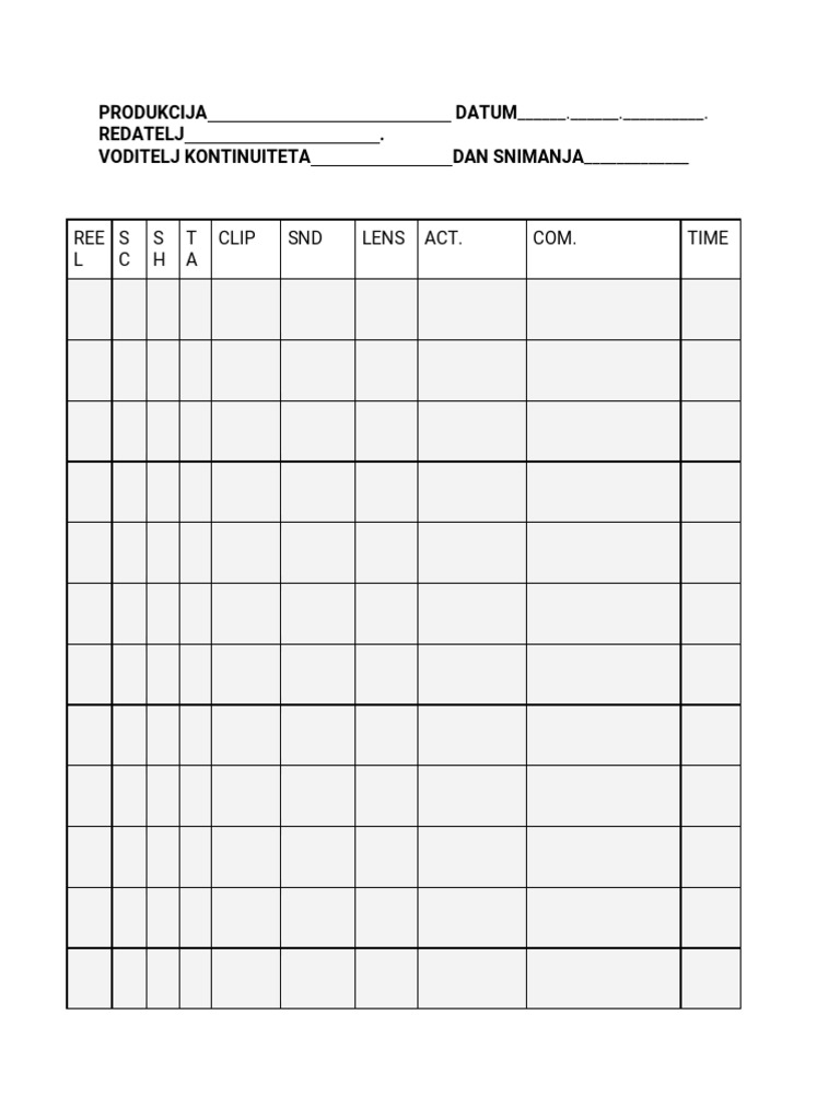 Continuity Sheet | PDF