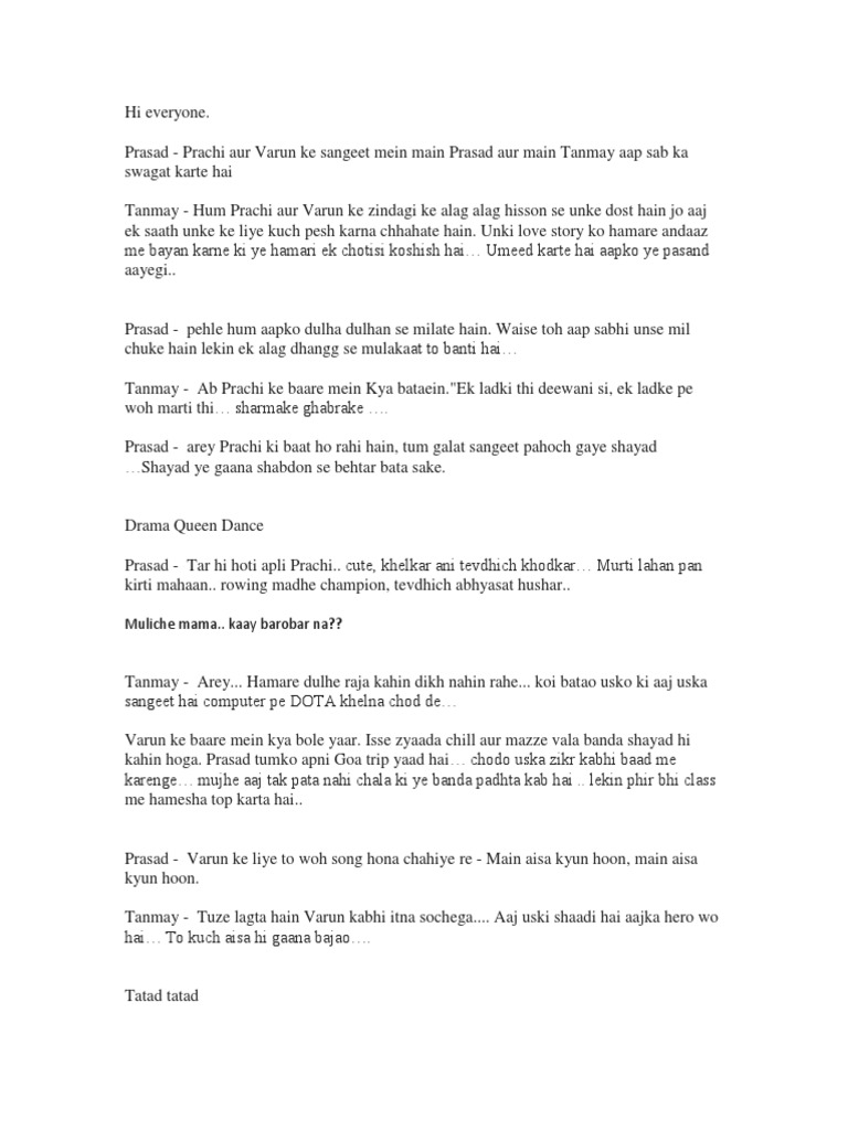 Sangeet Script | PDF | Business