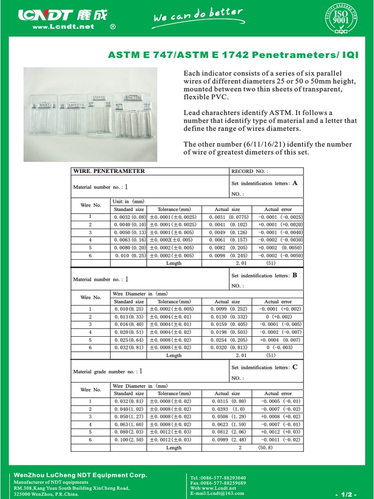 ASTM-E-1742 | Engineering Tolerance | Equipment
