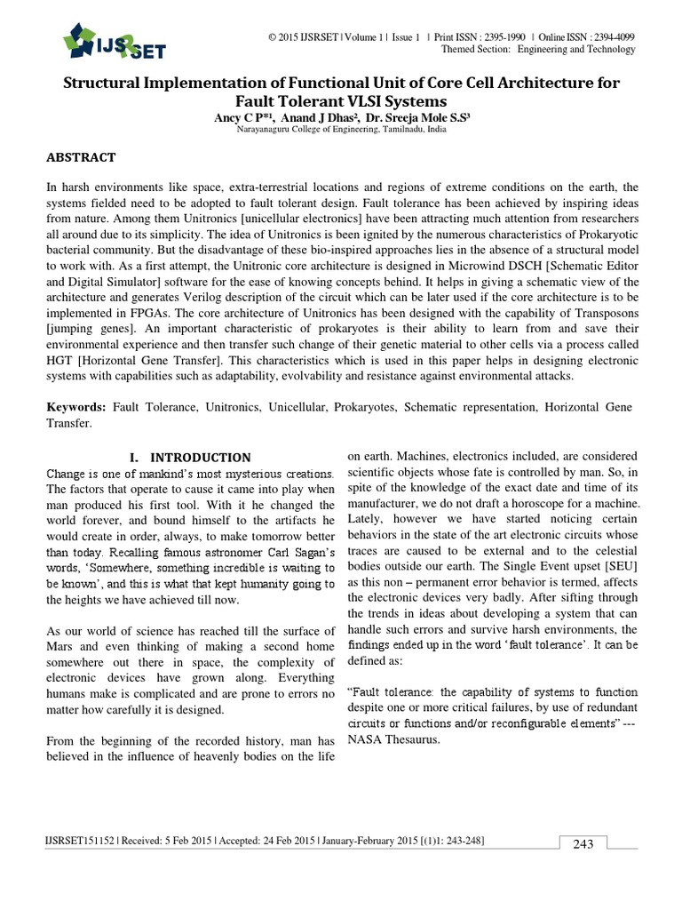 Structural Implementation Of Functional Unit Of Core Cell Architecture For Fault Tolerant Vlsi