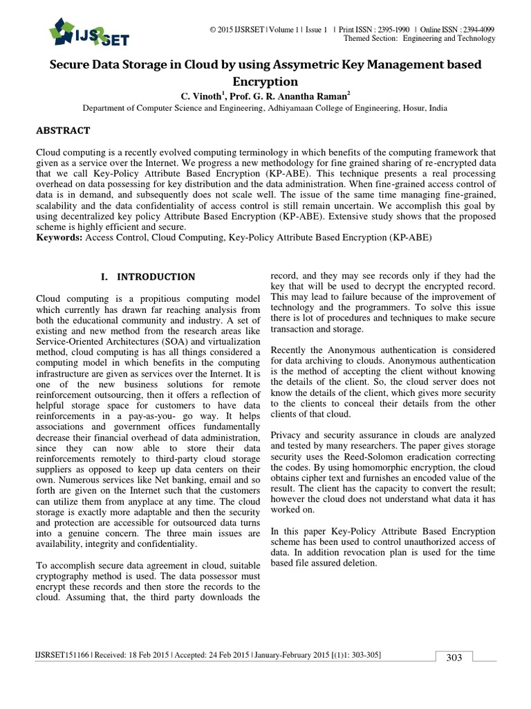 Secure Data Storage in Cloud by Using Assymetric Key Management Based ...