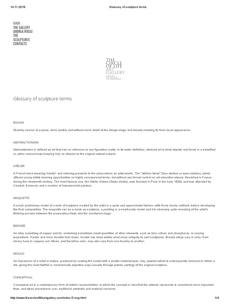 Glossary of Sculpture Terms | PDF | Relief | Sculpture