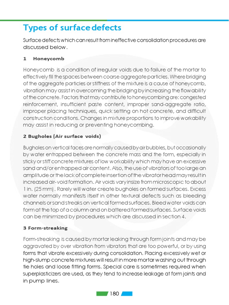 Types of Surface Defects: 1 Honeycomb | PDF | Concrete | Building Materials