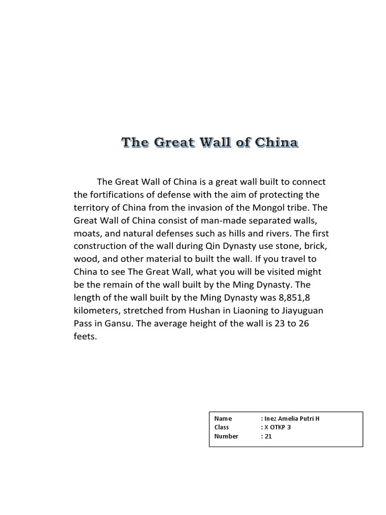 Descriptive Text The Great Wall of China | PDF