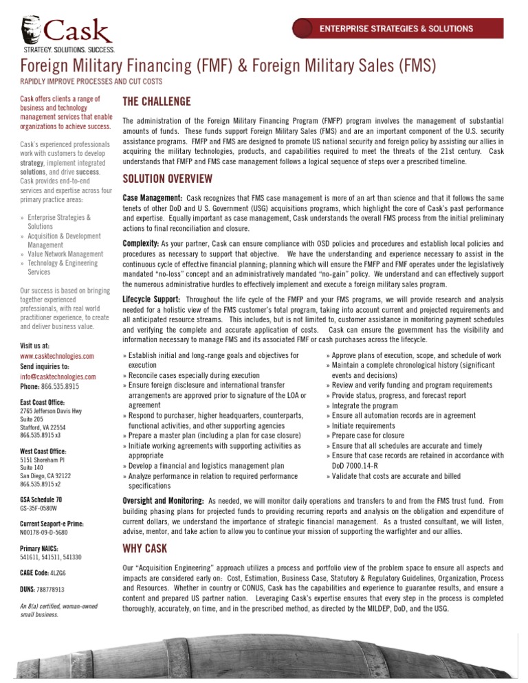 Cask - FMF and FMS Support v3 | PDF | Mergers And Acquisitions | Policy